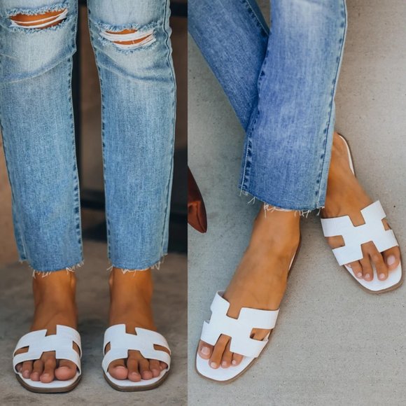 CCOCCI | Shoes | New Croc Embossed H Band Comfy Flat Slide Slip On ...